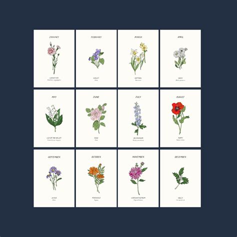 Personalised Birth Month Flower Art Print Etsy
