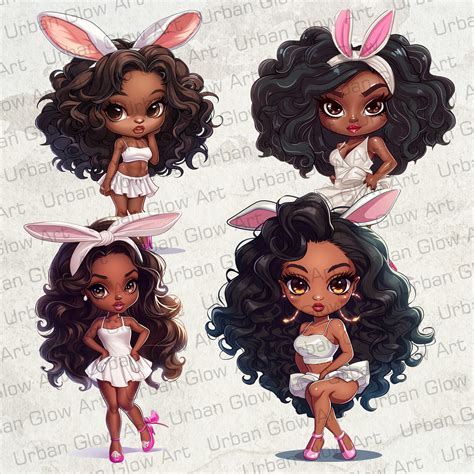 Chibi Afro Girl Clipart Cute Afro Girl Png Lovely Afro Girl Sublimation Designs Junk Journal