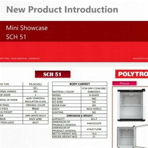 Jual Polytron Mini Showcase Sch 51 Kulkas Kecil Food Display 50l 50