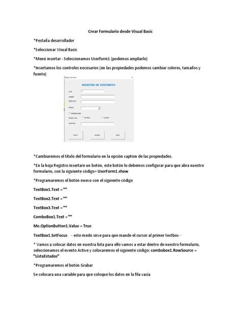 Crear Formulario Desde Visual Basic Pdf