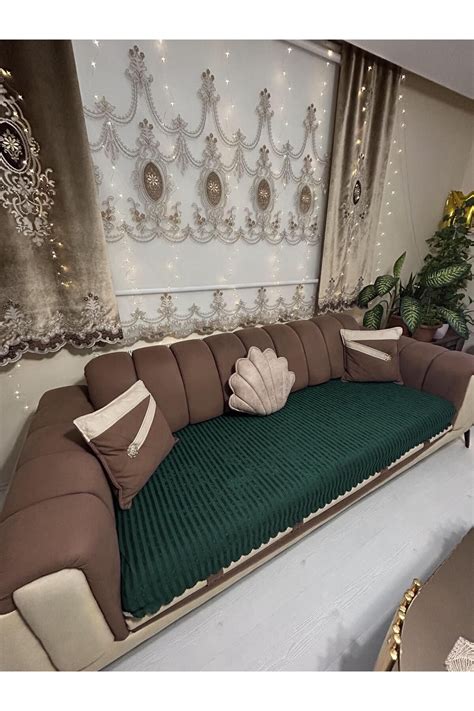 Tekstilsa Süngerli Koltuk Örtüsü Yeni Moda Çizgili Yeşil Rengi 1adet 210 170 Cm Fiyatı Yorumları