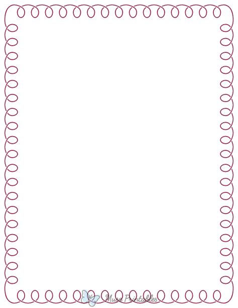 Printable Burgundy Simple Loop Page Border
