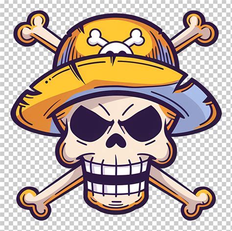 One Piece Jolly Roger Pirate Skull With Hat And Crossbones Png