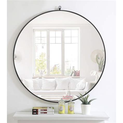 42 Inch Black Metal Round Wall Mirror 333p0 Lamps Plus