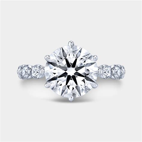 Round Diamond Tulip Crown Cut Single Shared Prong Platinum Engagement