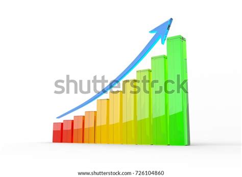 3d Rendering Increasing Glass Column Graph Stock Illustration 726104860