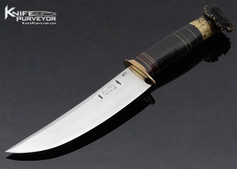 James Batson Custom Knife Crown Stag Leather Wrapped Bowie Knife Purveyor