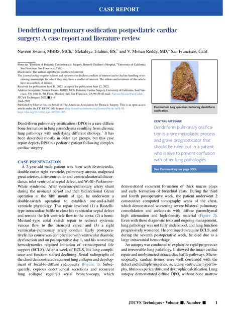 Pdf Dendriform Pulmonary Ossification Post Pediatric Cardiac Surgery