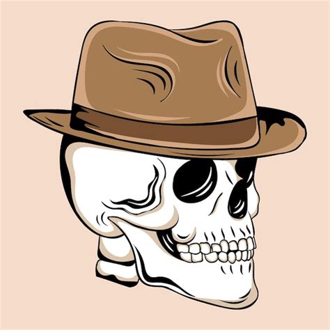 Crâne De Mafia Tête Dessinée à La Main Vecteur Premium Vecteur Premium