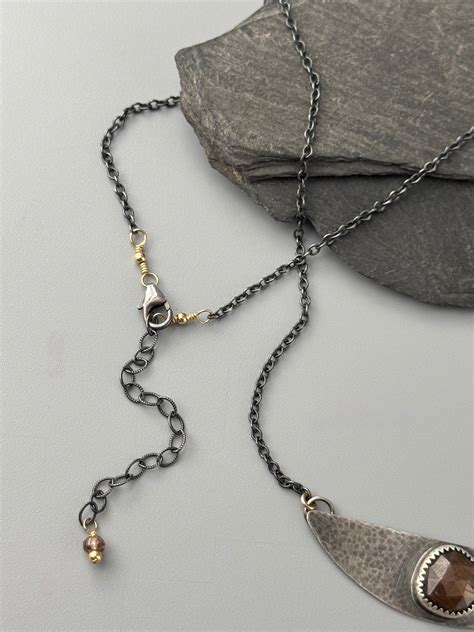 •chocolate Sapphire• Mixed Metal Necklace 16 18 Long