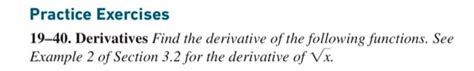 Solved Practice Exercises 19 40 Derivatives Find The