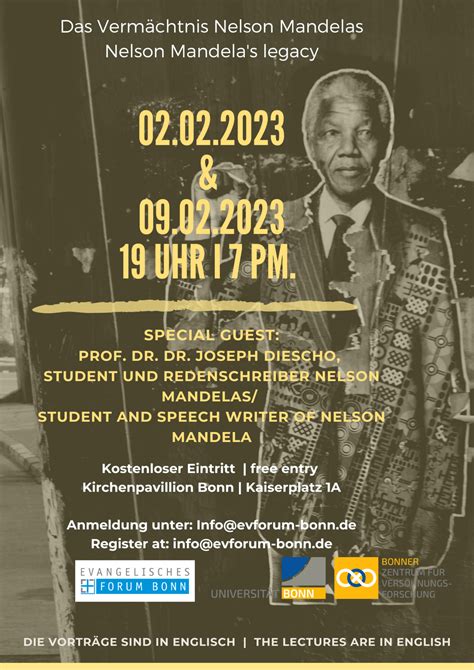 Das Vermächtnis Nelson Mandelas Vortrag Und Diskussion Heute Am 9