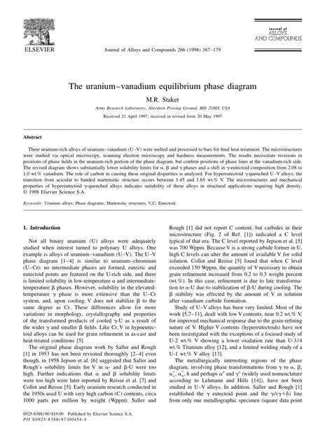Pdf The Uraniumvanadium Equilibrium Phase Diagram
