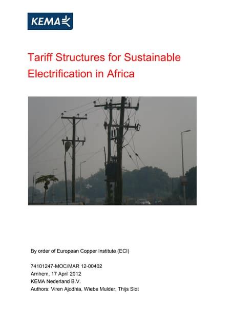 Tariff Structures For Sustainable Electrification In Africa Pdf