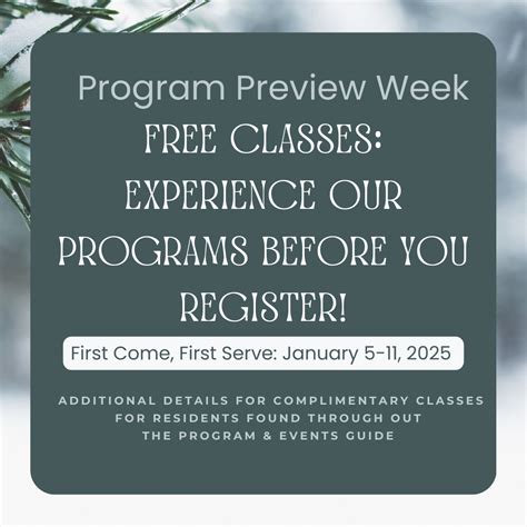Program Preview Week Free Classes Rockland Park