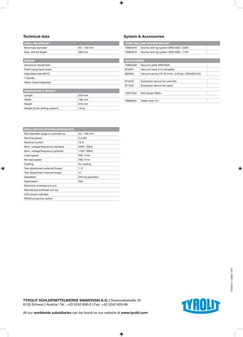 เครื่องเจาะคอนกรีต Tyrolit Pdf