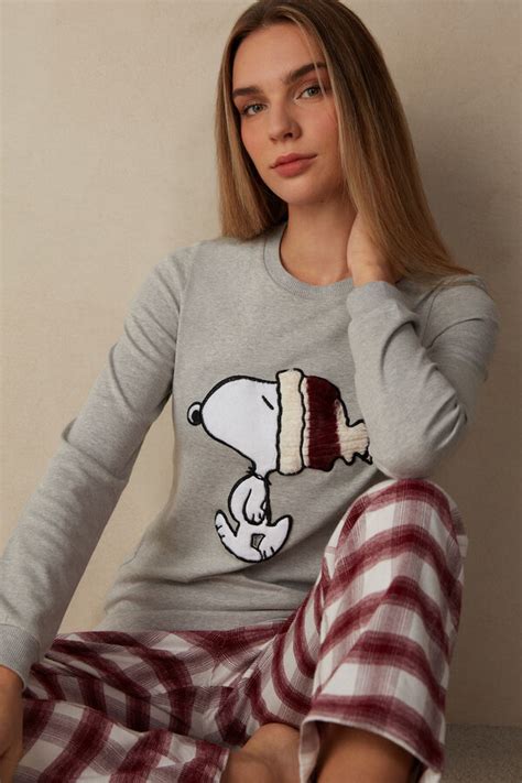 Cotton Interlock Snoopy Pyjamas Intimissimi