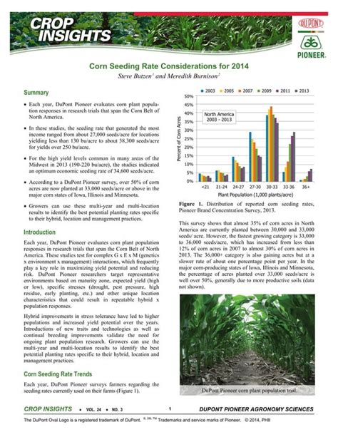 Corn Seeding Rate Considerations For 2014 Pdf Agriculture Industries