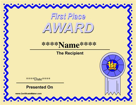 First Place Certificates Printable