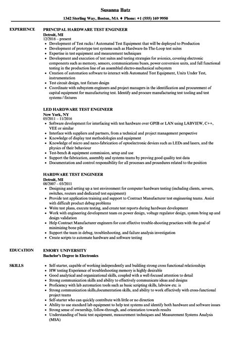 Hardware Test Engineer Resume Samples Velvet Jobs