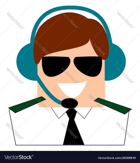 Pilot With Glasses On White Background Royalty Free Vector