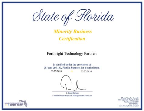 Minority Business Certification Forthright Technology Partners