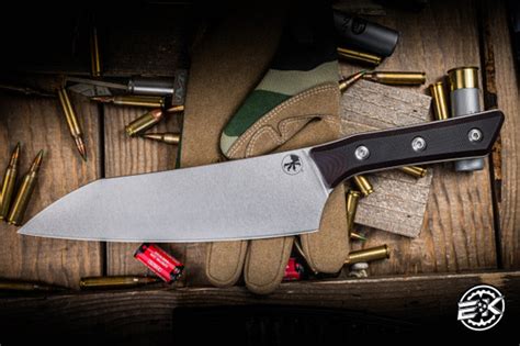Microtech Chef Kitchen Knife Black Cherry G10 8 M390 Stonewash 3000 10bc