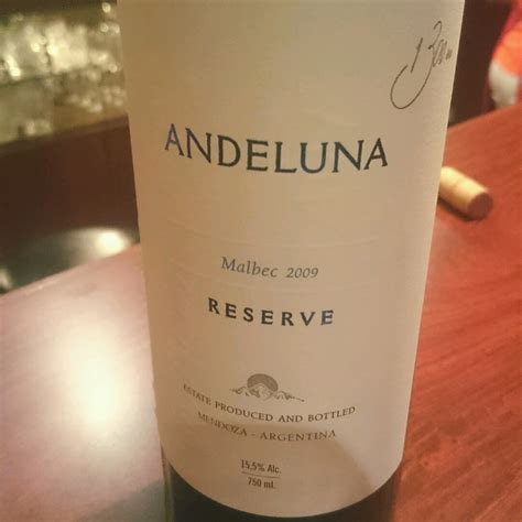 Andeluna Malbec Reserva アンデルーナ マルベック レセルバ Vinica 無料のワインアプリ