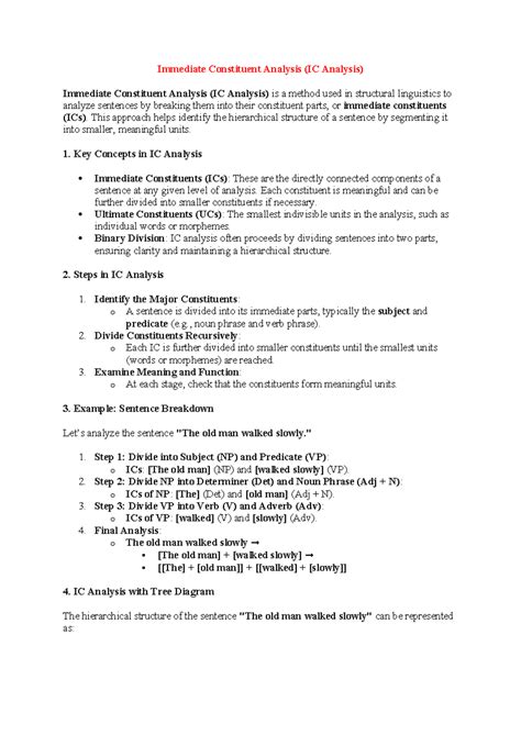 Immediate Constituent Analysis This Approach Helps Identify The