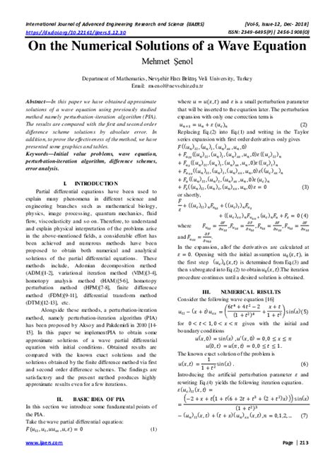Pdf On The Numerical Solutions Of A Wave Equation