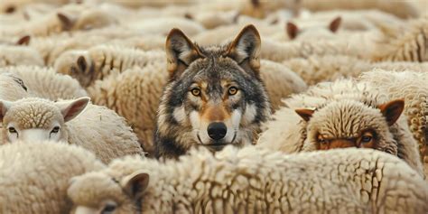 Premium Photo The Symbolism Of A Wolf Blending In With Sheep