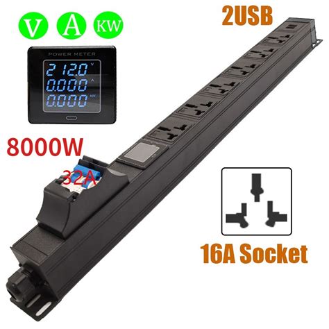 High Power Multi Function Digital Display 16a Socket Power Distribution