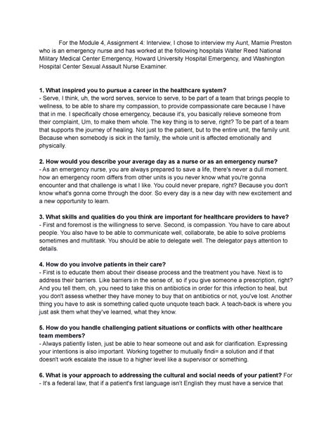 Module 4 Assignment 4 Interview Nigussie For The Module 4