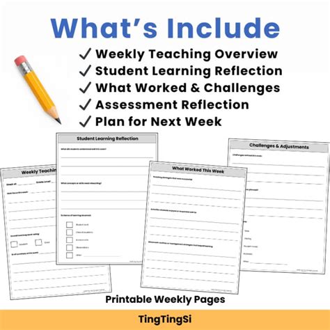 Weekly Teaching Reflection Templates For Elementary Teachers Printable