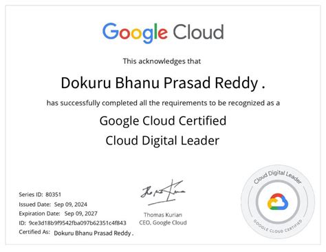 Certification Bhanu Prasad Reddy Dokuru 12 Comments