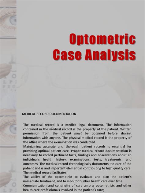 Optometric Case Analysis Pdf Medical Record Medical Diagnosis