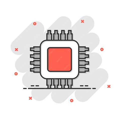 Ikona Procesora Komputera W Stylu Płaski Ilustracja Wektora Płytki