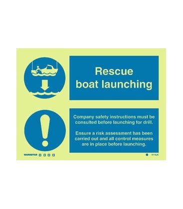 Mandatory Signs Photoluminescent Rigid Pvc Rescue Boat Launching