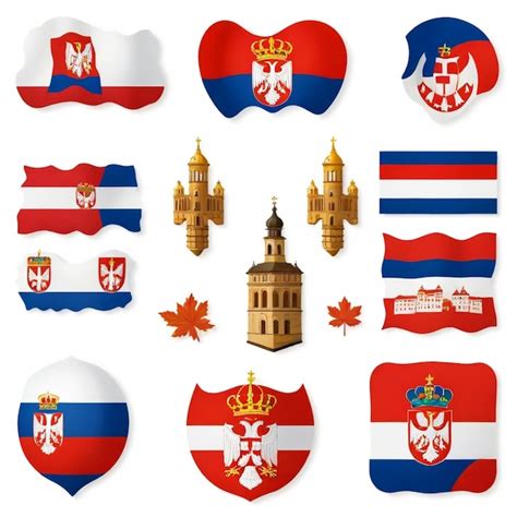 Premium Vector A Collage Of Different Flags Including A Building With