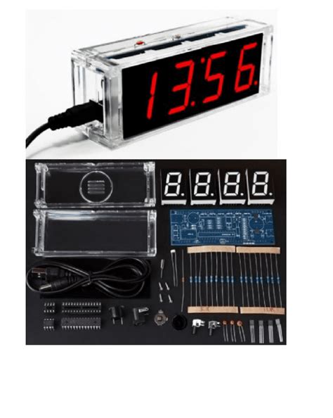 Diy Red Led Electronic Microcontroller Digital Clock Time Kit