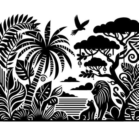 Jungle Trees Clip Art Black And White Jungle Tree House Vector Images