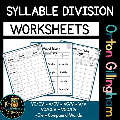 Syllable Division Worksheets