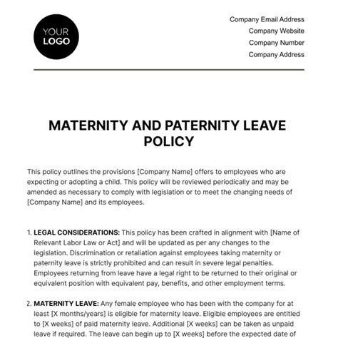 Maternity And Paternity Leave Policy Hr Template Edit Online