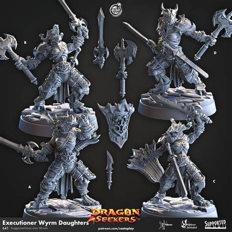 Female Dragonborn Infantry Miniatures Castnplay Kobold Fighter