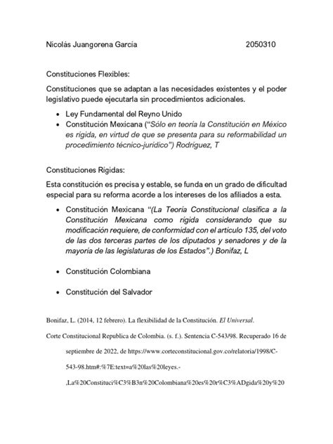 Constituciones Flexibles Y Constituciones Rígidas Pdf