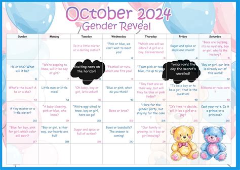 Gender Reveal Calendar Its A Girl Scratch Off Gender Reveal