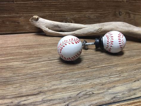 Set Of 2 Baseball Knobs Softball Or Baseball Drawer Pull Etsy