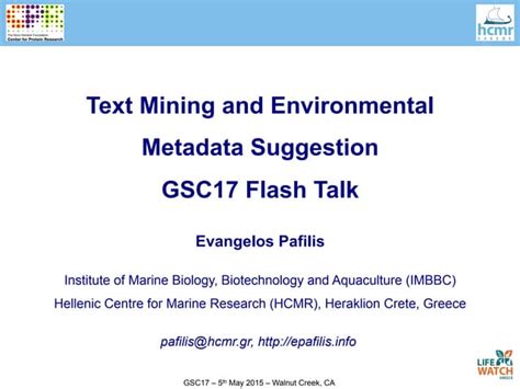 Text Mining And Environmental Metadata Suggestion Flash Talk Gsc17