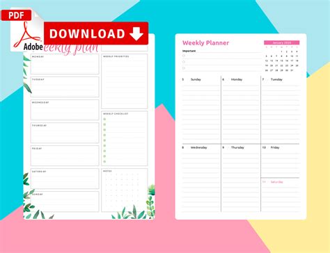 Single Page Weekly Planner Download Pdf