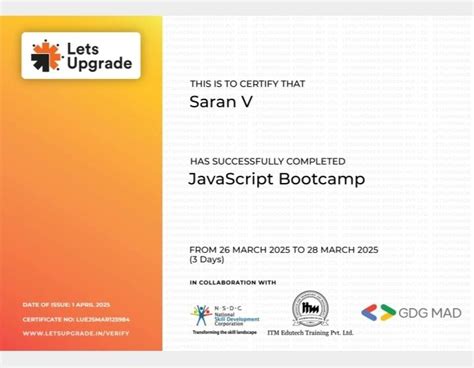 Javascript Webdevelopment Letsupgrade Codingjourney Continuouslearning Saran V